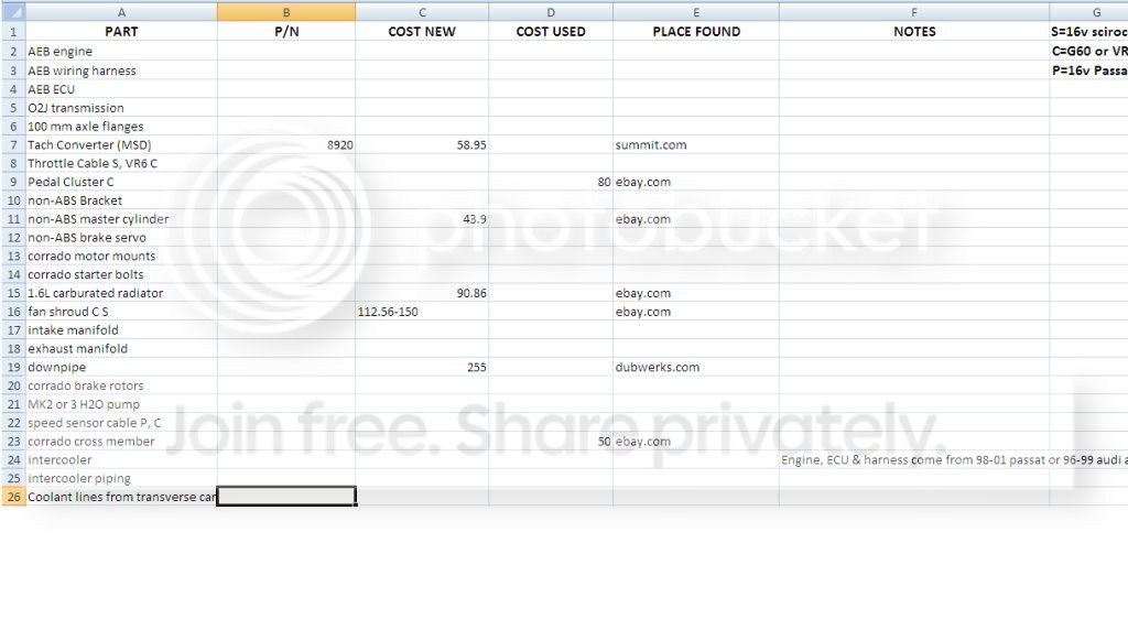 Parts List mk2 1.8t | VW Vortex - Volkswagen Forum